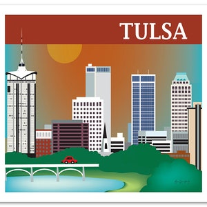 Tulsa Skyline Art Print, Oklahoma State Art, Tulsa Map, Tulsa Oklahoma ...