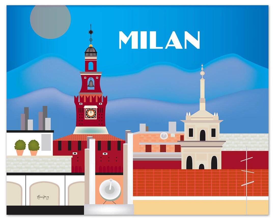 Milan Skyline Print, Milan Wall Art, Italian Poster Art, Milan Canvas ...