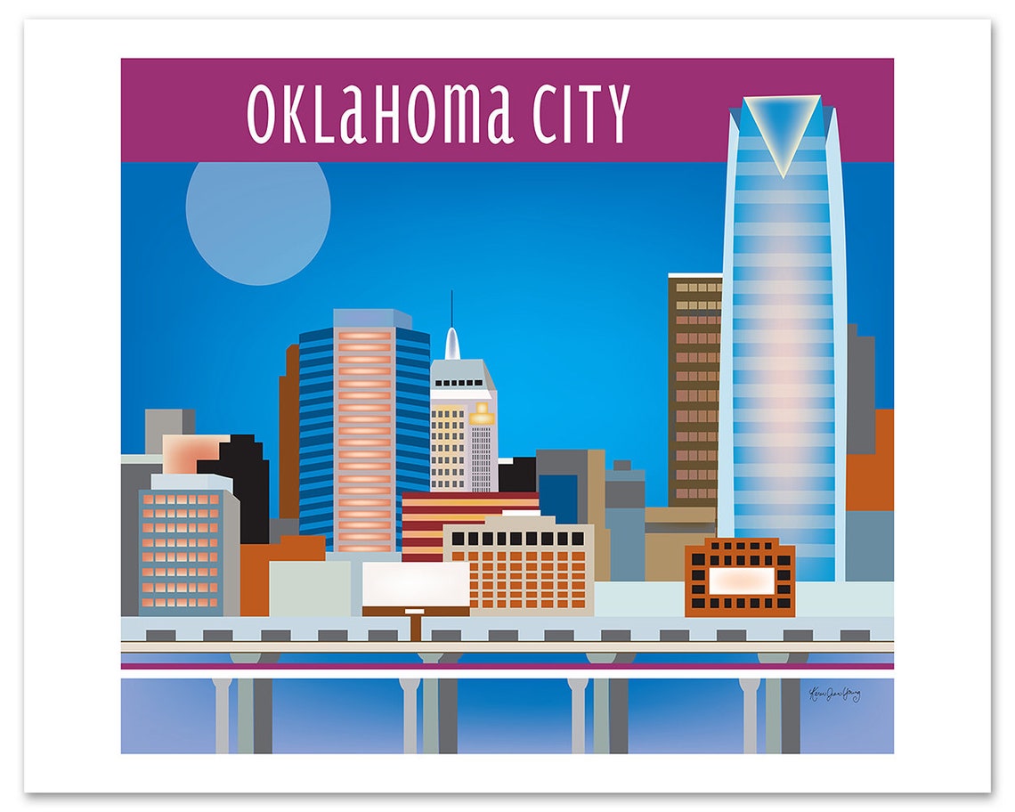 Oklahoma City Print Oklahoma City Skyline Oklahoma Wall Art - Etsy