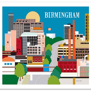 Birmingham AL Art Print, Birmingham AL Skyline Wall Art, Birmingham Map ...