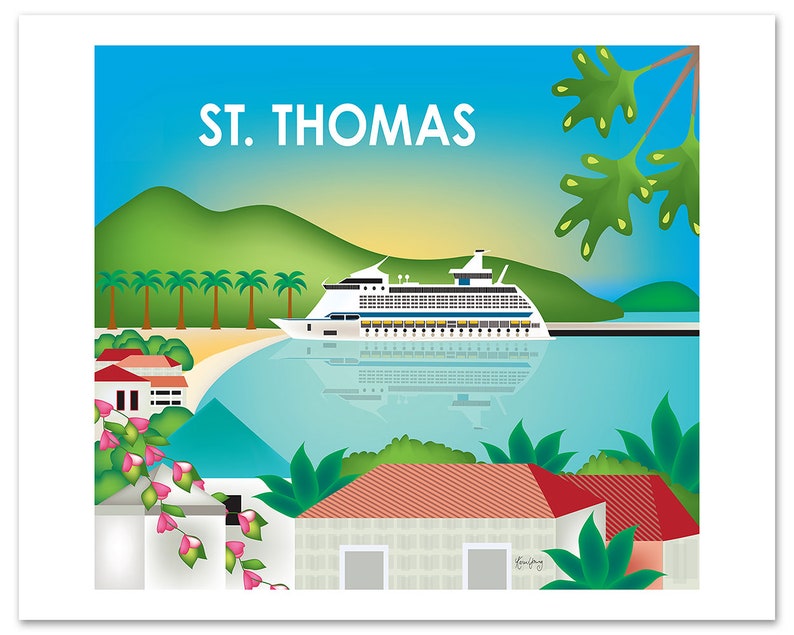 St. Thomas Skyline Print, St. Thomas Wall Art, St. Thomas Travel Print ...