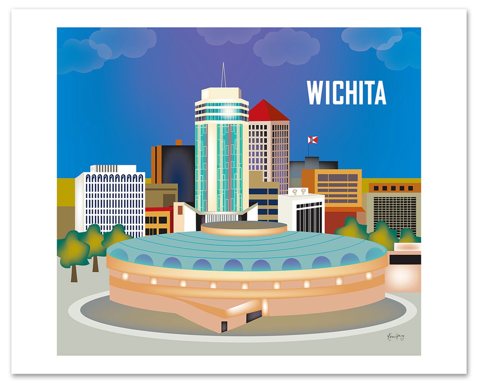 Wichita Skyline Print Kansas Wall Art Travel Wall Art | Etsy