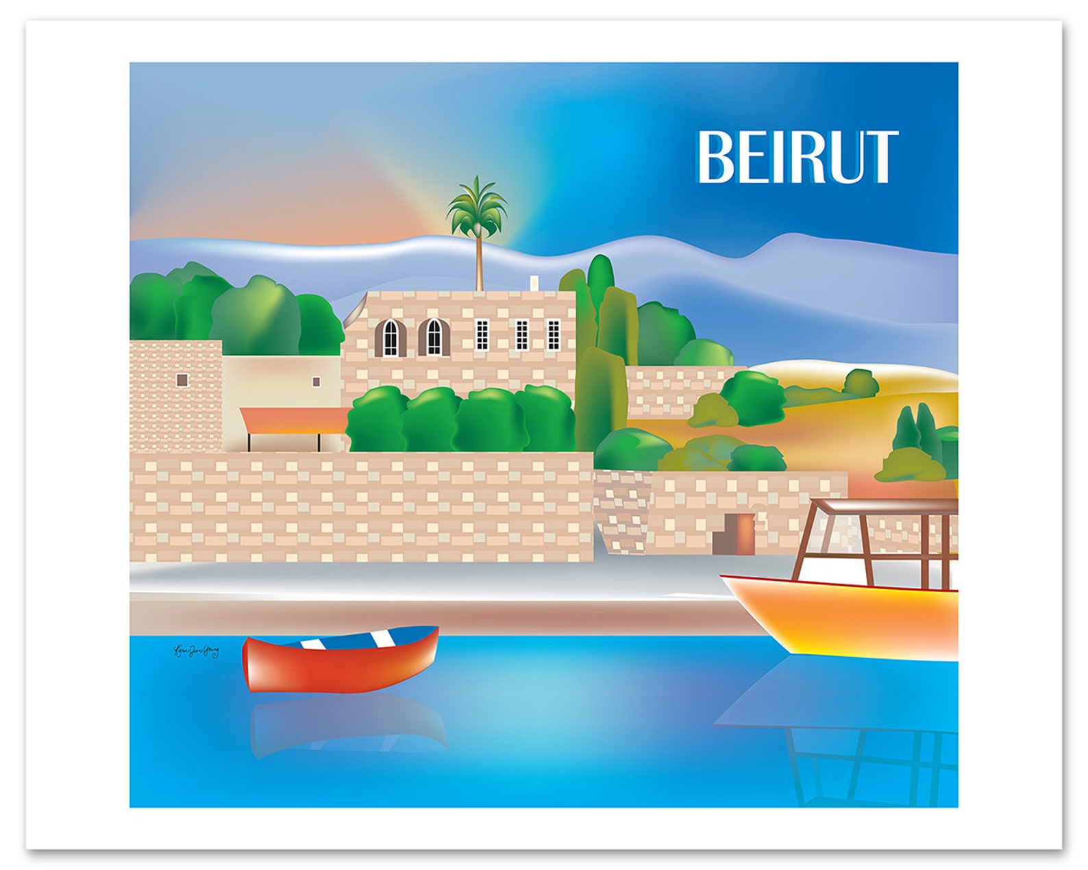 Beirut Skyline art Beirut poster print Lebanon Poster | Etsy