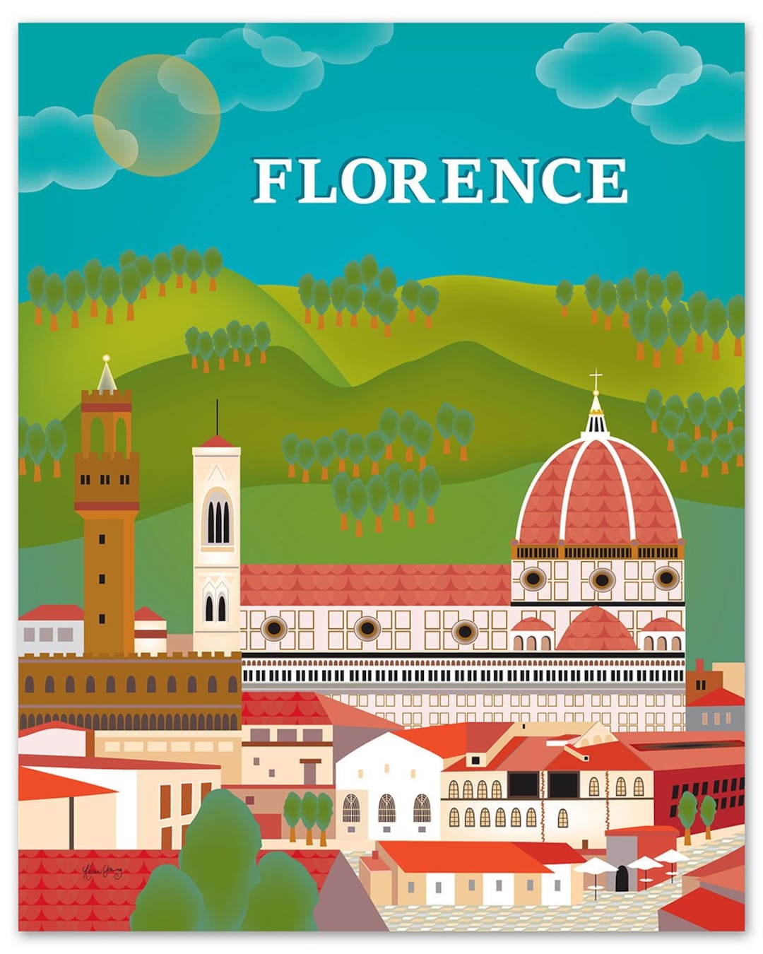 Florence Skyline Print, Florence Art, Firenze Skyline, Firenze Art ...