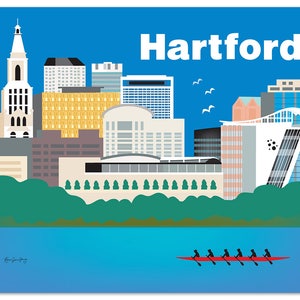Hartford Print, Hartford Skyline, Hartford Wall Art, Hartford Map ...