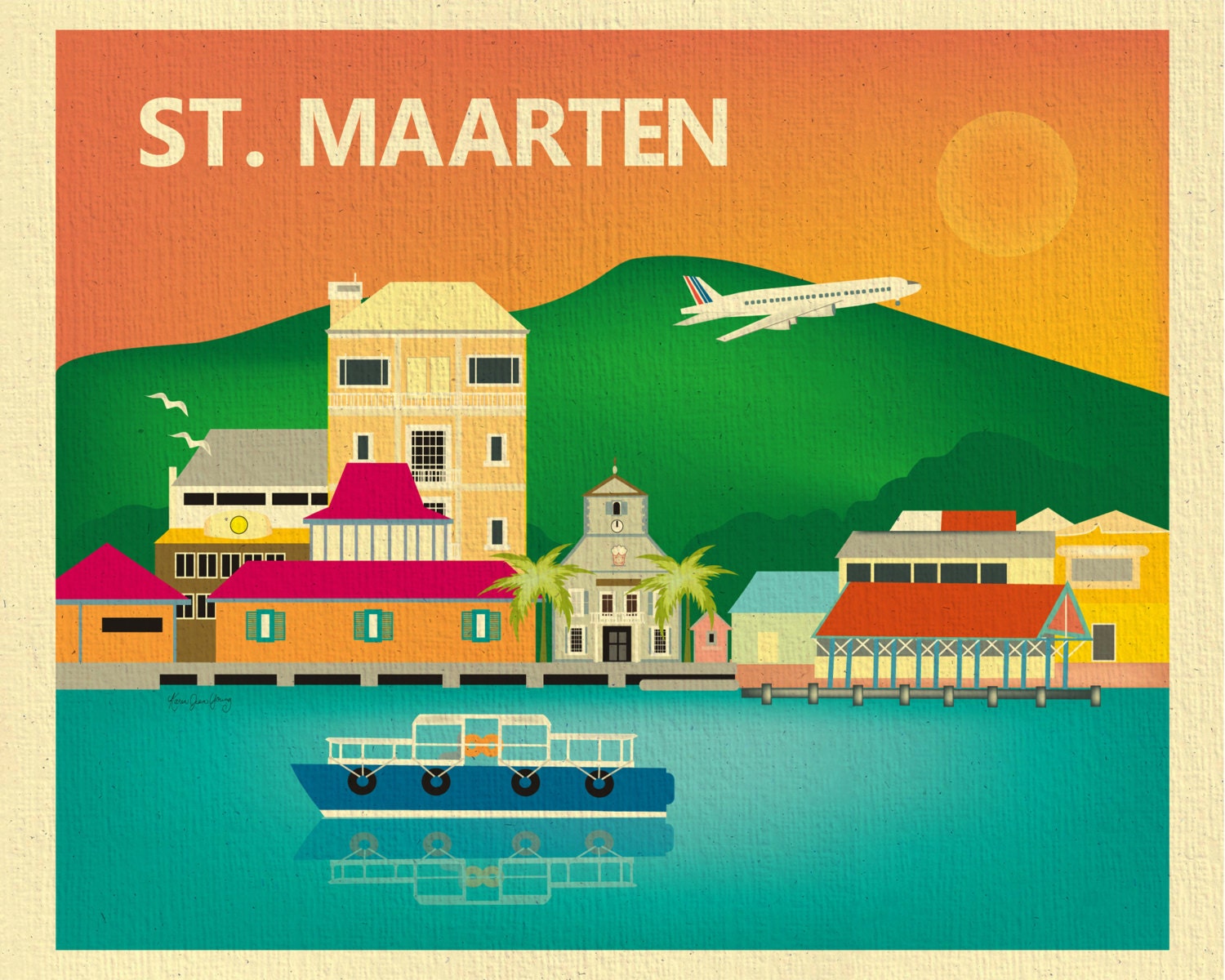 St. Maarten Art St. Maarten Skyline Print Phillipsburg - Etsy UK