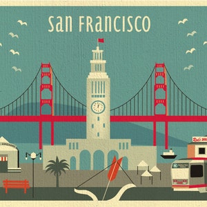 San Francisco Art Print, San Francisco Skyline Wall Art, Decor, Ferry ...