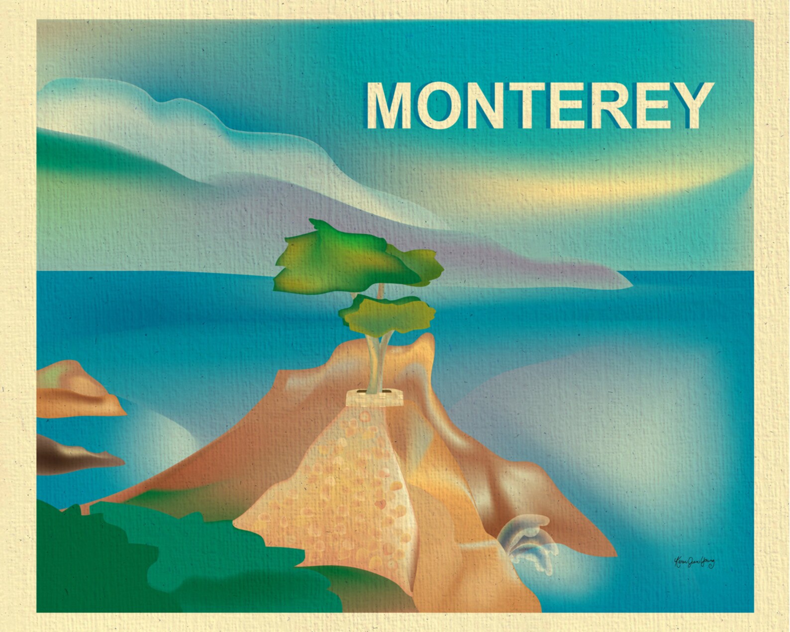 Monterey Bay Art, Monterey Bay Map, Monterey Skyline, Monterey Bay ...