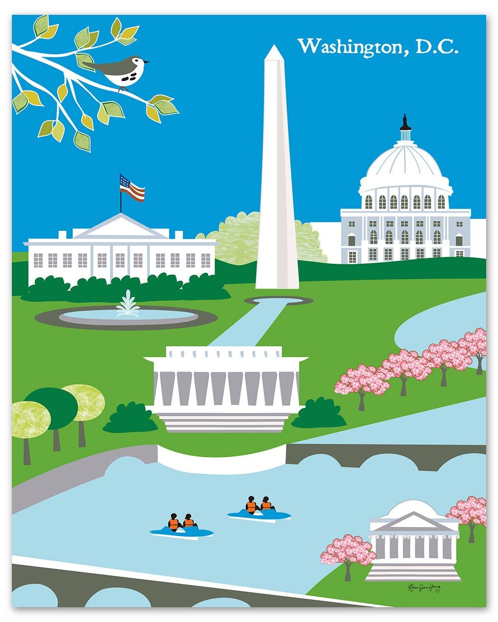 Washington DC skyline art print dc map dc wall art dc | Etsy