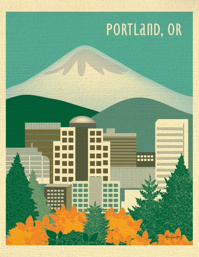Portland OR Skyline Print Portland Map Portland or Gift Mt. - Etsy