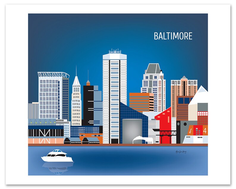 Baltimore Art Baltimore Map Baltimore Skyline Poster - Etsy