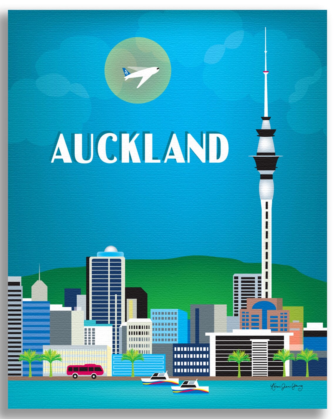 Auckland Skyline Art Print, New Zealand City Print, Auckland Wall Art ...