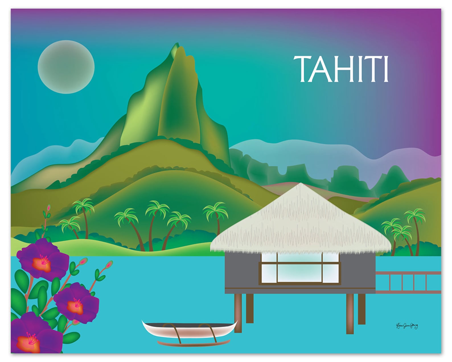 Tahiti Skyline Art Print Tahiti Travel Wall Art Tahiti - Etsy