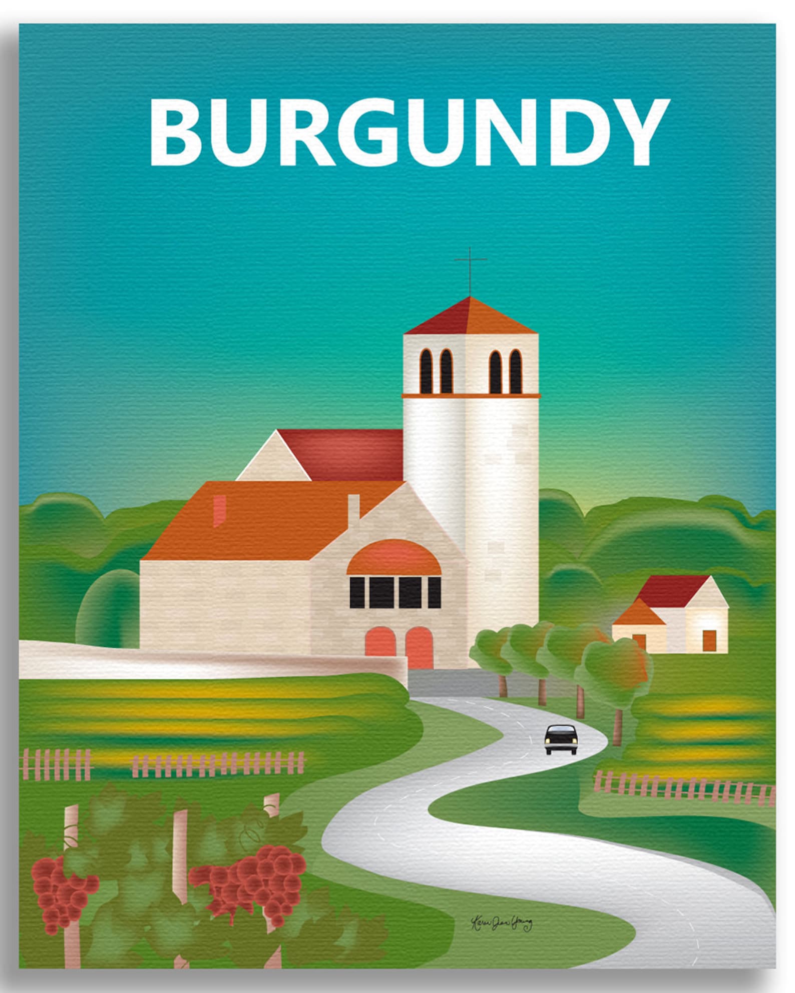 Burgundy Skyline Art, Burgundy France Print, Burgundy Wall Art ...