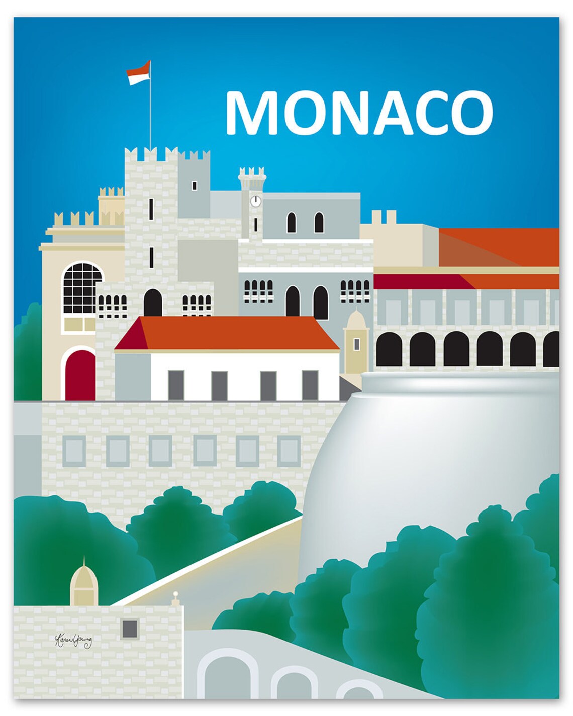 Monaco Print Monaco Wall Art Monaco Skyline Poster France - Etsy Australia