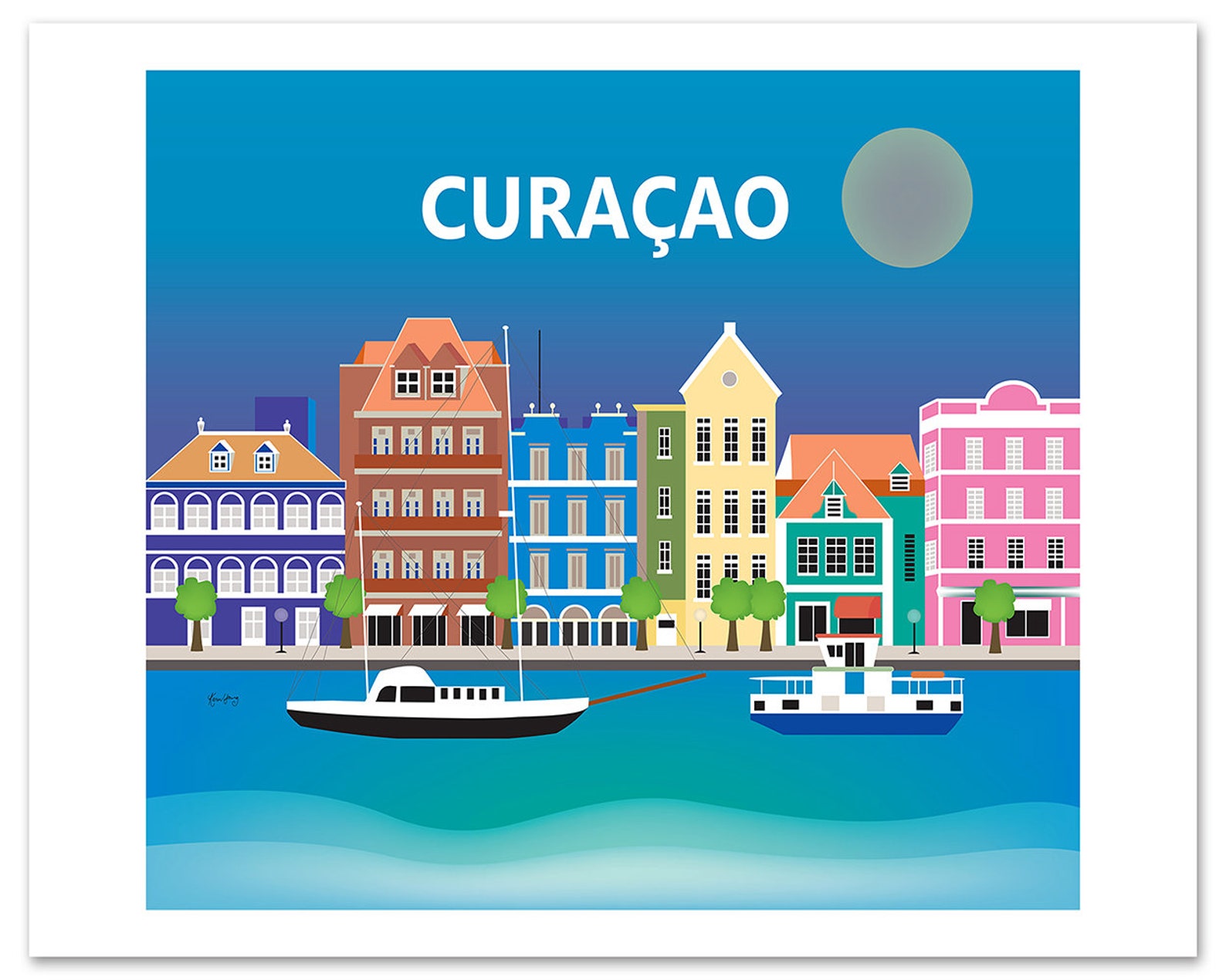 Curacao Print Curacao Poster Curacao Art Caribbean Print - Etsy