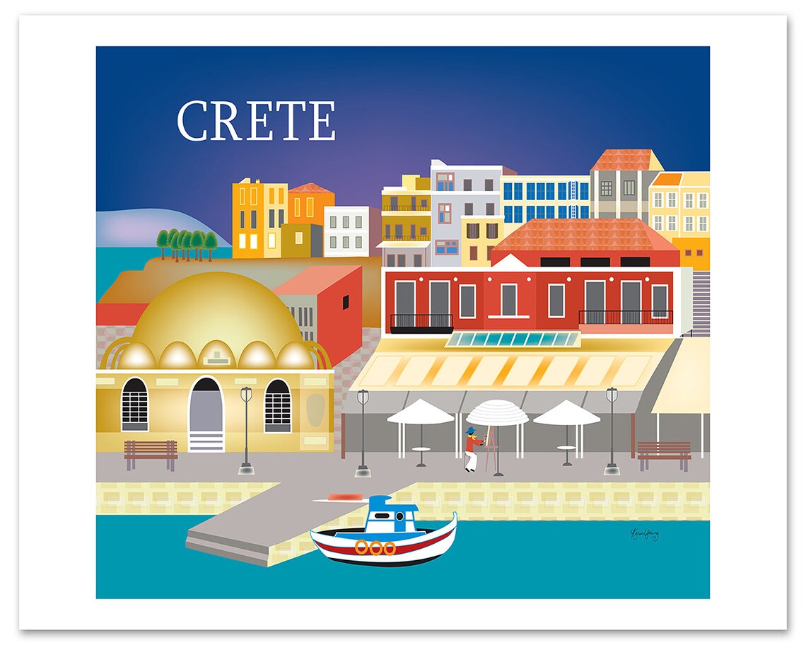 Crete Print Skyline Art Greece Travel Wall Art Crete Gift - Etsy