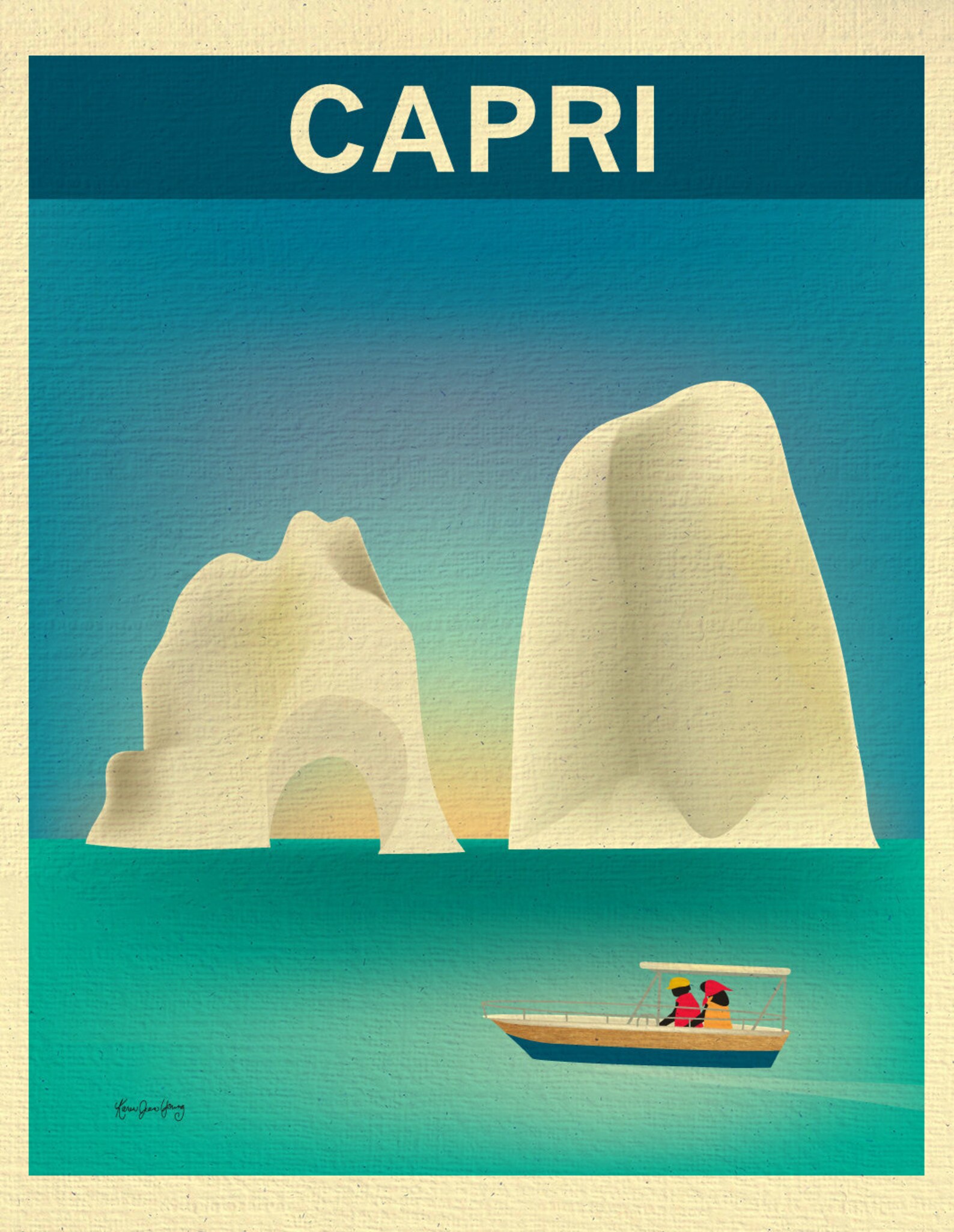 Capri Art Print Skyline, Capri Poster, Vertical Print, Capri Italy ...