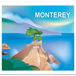 Monterey Bay Art, Monterey Bay Map, Monterey Skyline, Monterey Bay ...