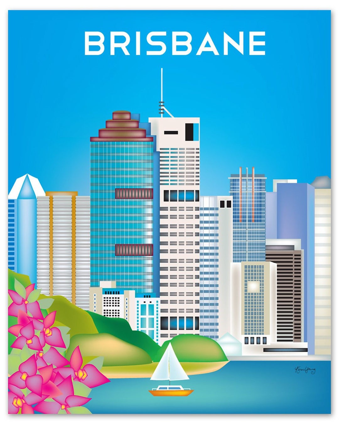 Brisbane Skyline Poster, Brisbane Australia Print, Brisbane Canvas Wrap ...