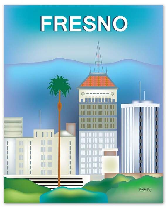Fresno California Artwork Fresno Print Fresno Skyline | Etsy