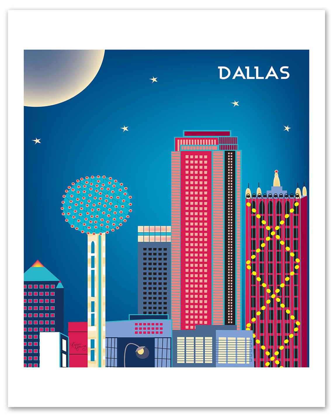 Dallas Skyline Print Dallas Texas Poster Dallas Vertical - Etsy