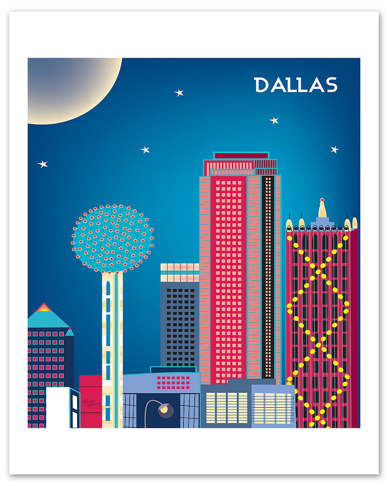 Dallas Skyline Print Dallas Texas Poster Dallas Vertical - Etsy