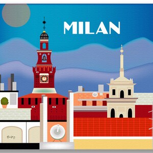 Milan Skyline Print Milan Wall Art Italian Poster Art Milan | Etsy