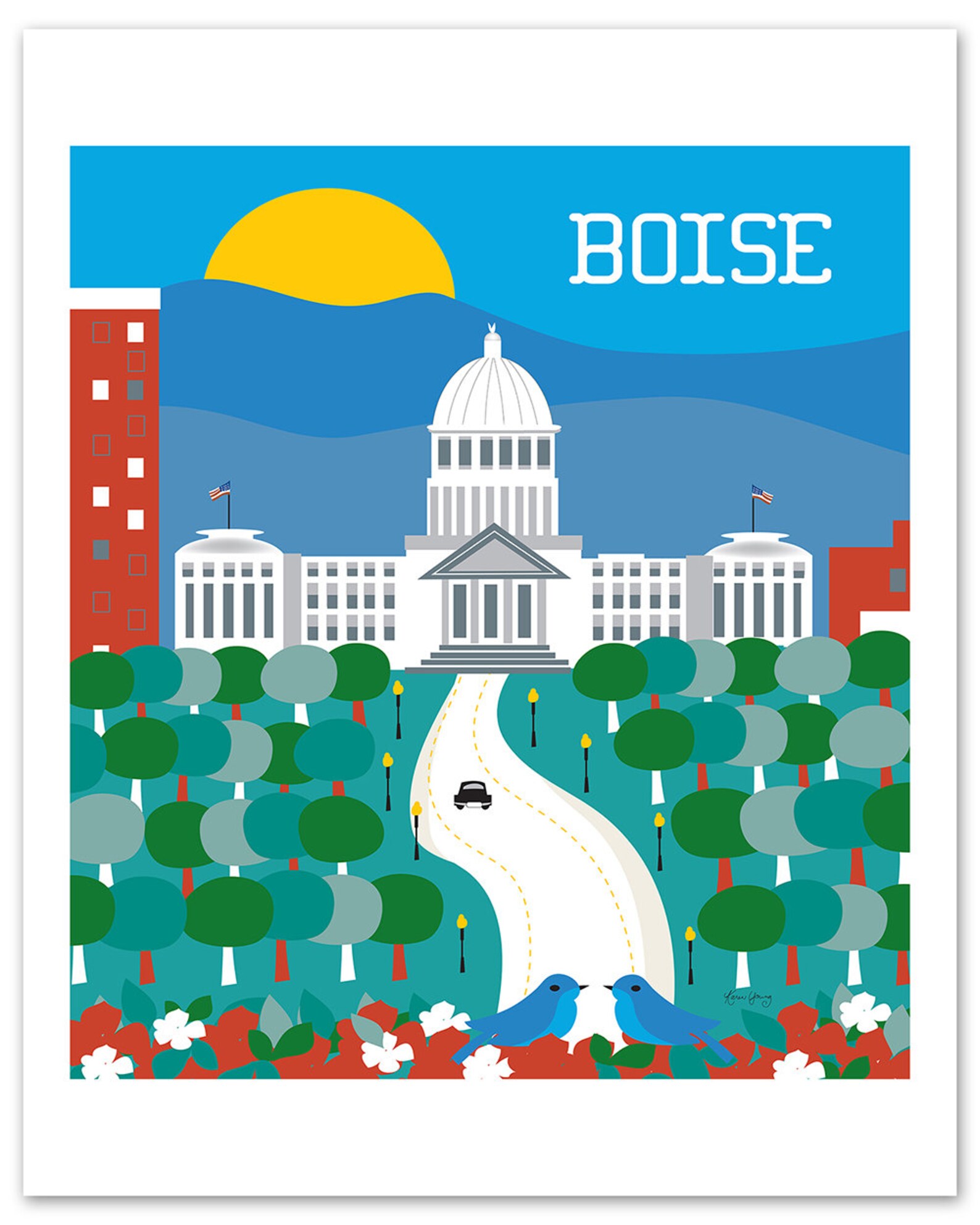 Boise Idaho Skyline Print, Boise Wall Art, Vertical Boise Artwork ...