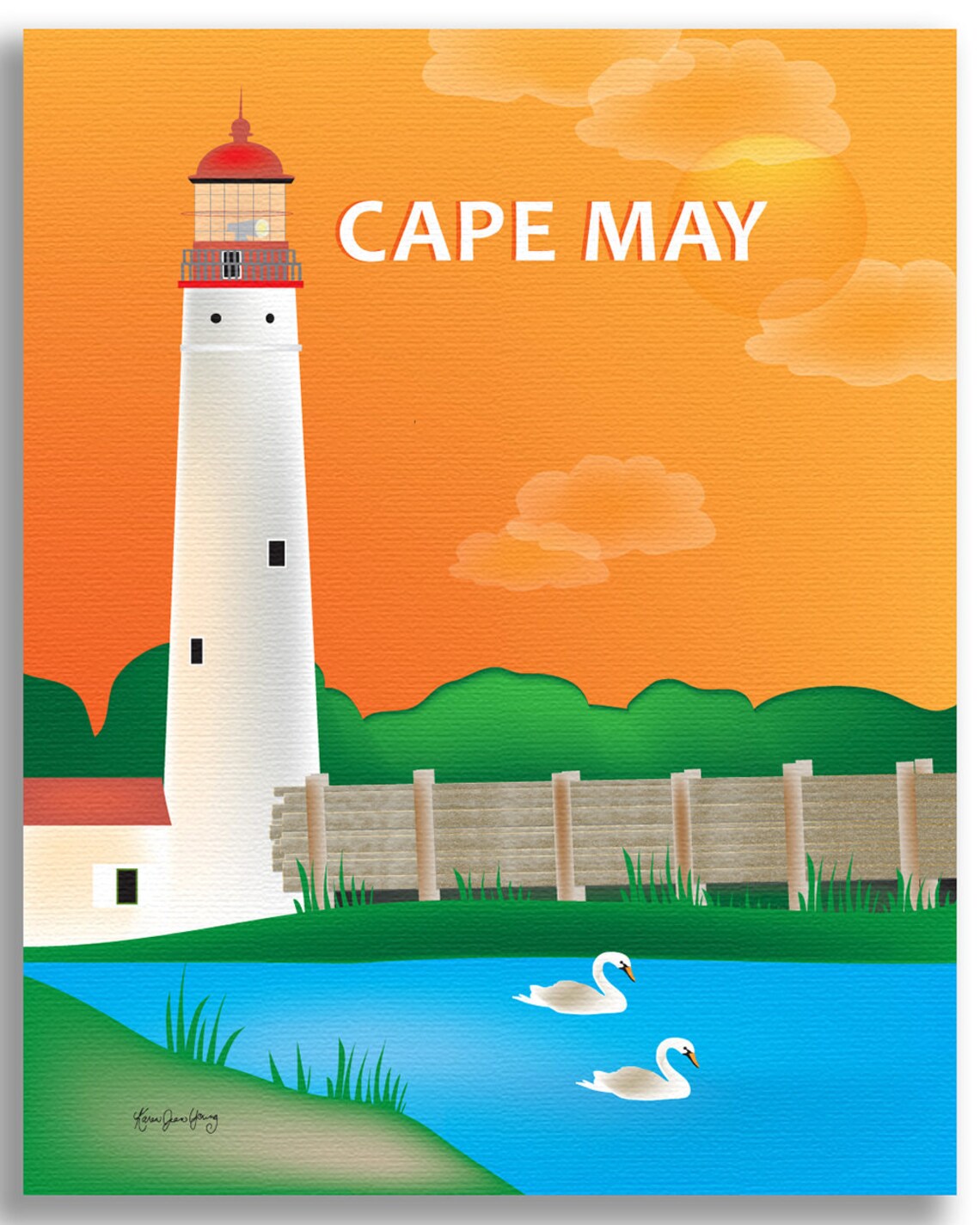Cape May Skyline Print Cape May New Jersey Art Cape May - Etsy