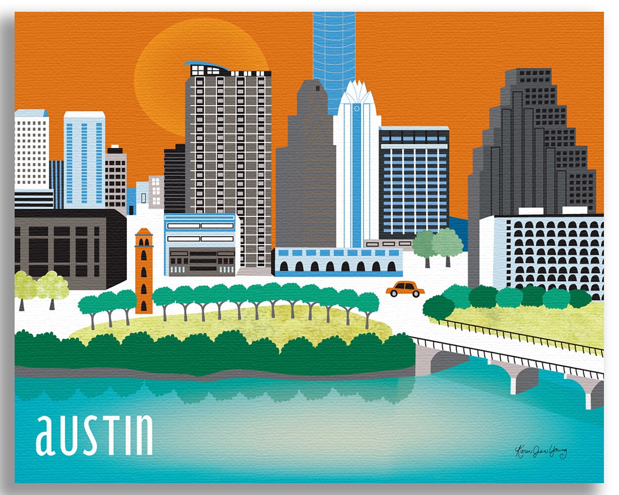 Austin Skyline Art Print Austin Map Austin Poster Texas - Etsy