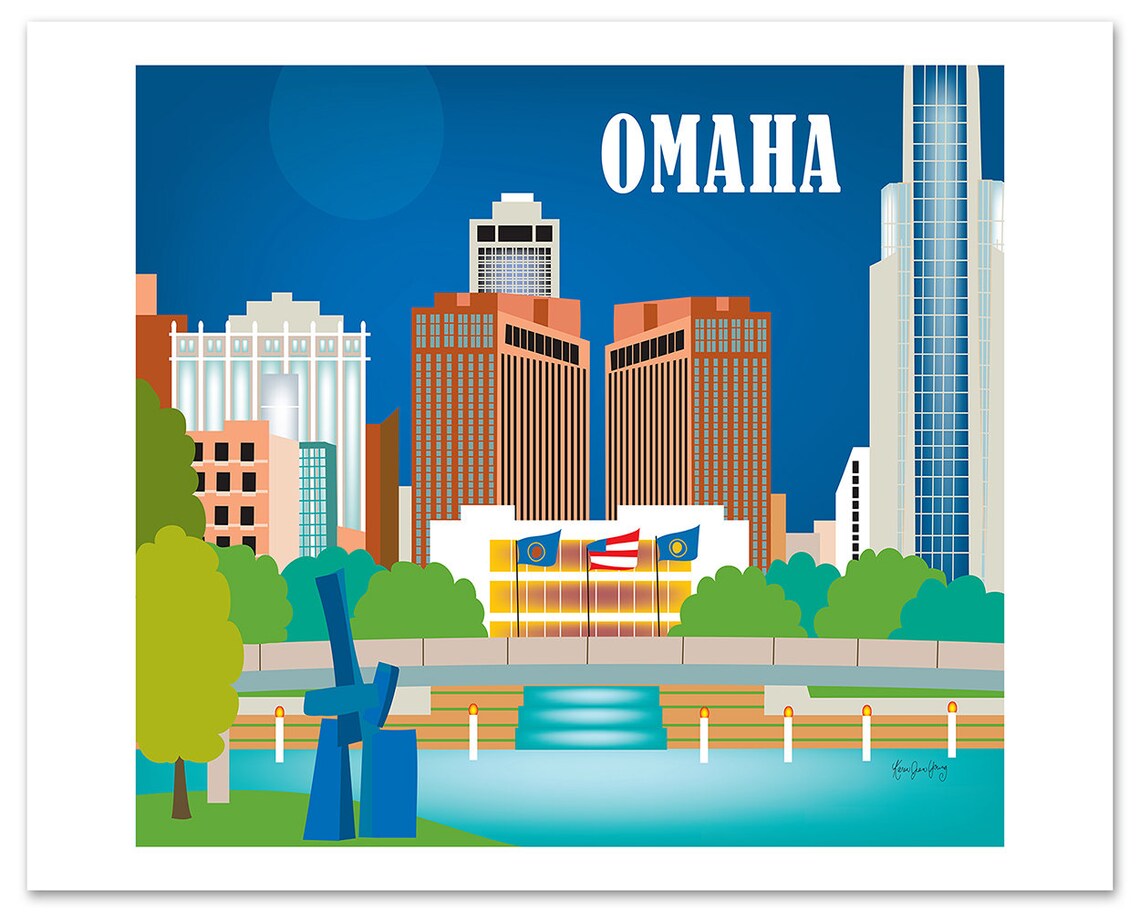 Omaha Skyline Print Nebraska Print Omaha NE Map Omaha Wall - Etsy