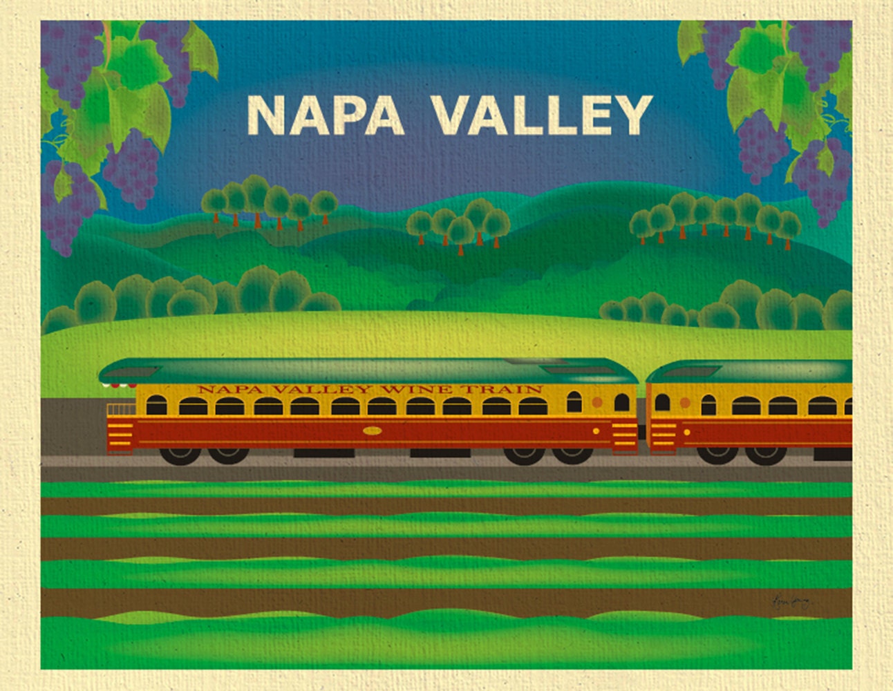 Napa Valley Art Napa Train Print Napa CA Skyline Napa - Etsy