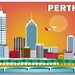 Perth Skyline Print Wall Art, Perth Poster, Perth Map, Australia Art ...