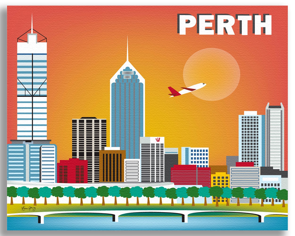 Perth Skyline Print Wall Art Perth Poster Perth Map - Etsy Australia