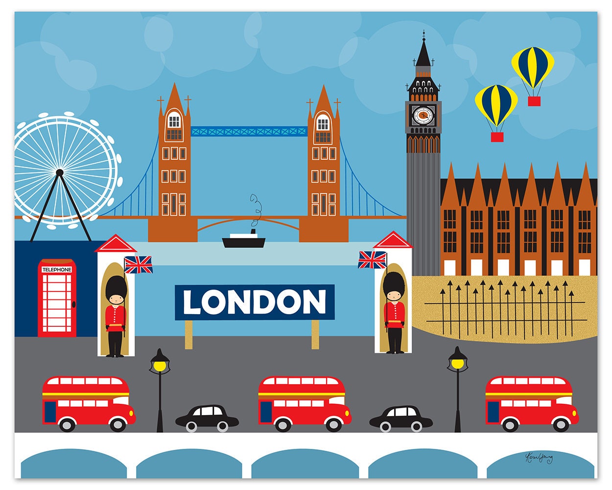 London Print, London Horizontal Skyline Art, London Decor, London ...