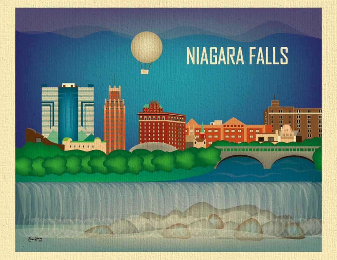 Niagara Falls Skyline Print Niagara Falls Art Gift NY Wall | Etsy