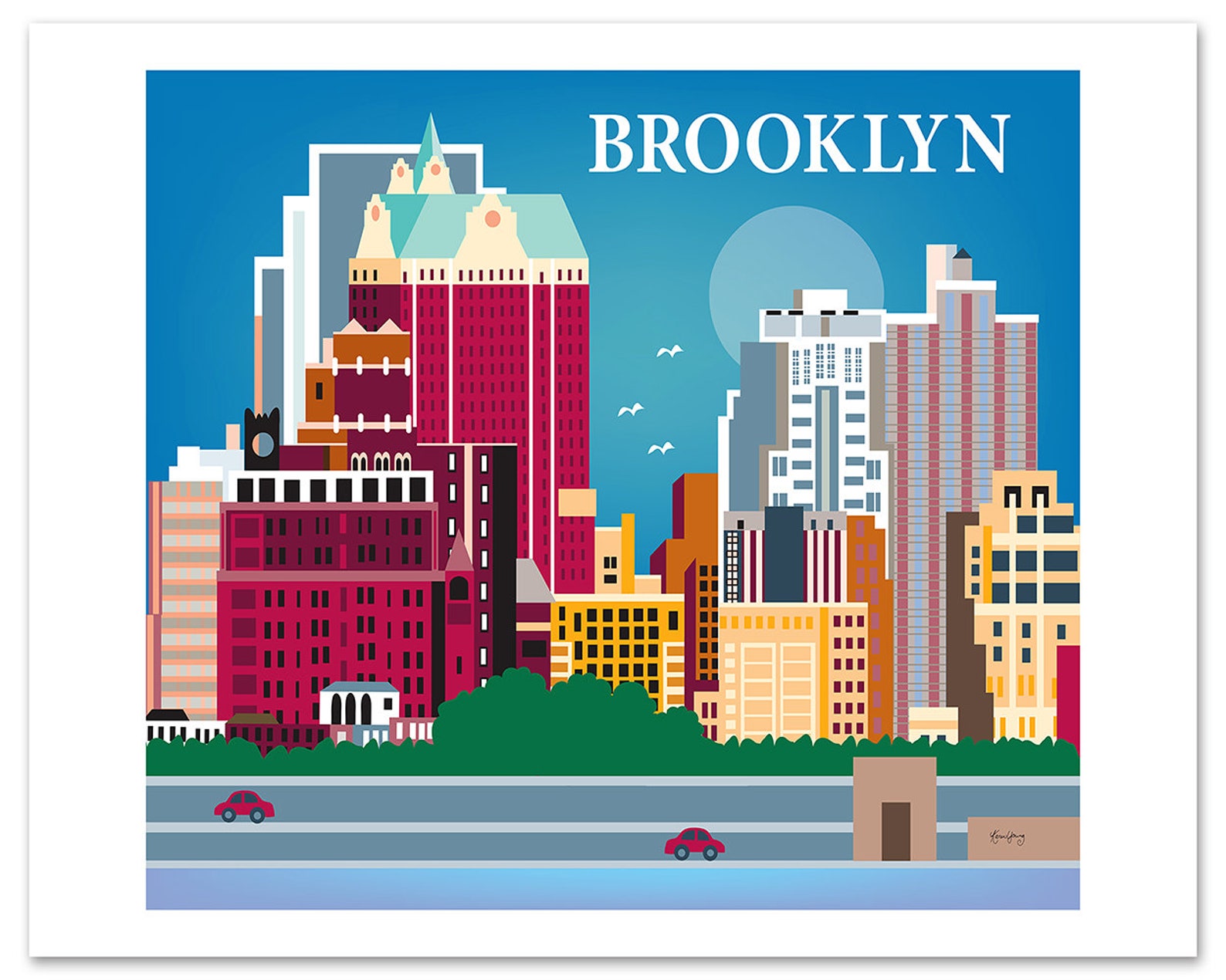 Brooklyn Art Print Skyline, Brooklyn NY Wall Art, Brooklyn Horizontal ...