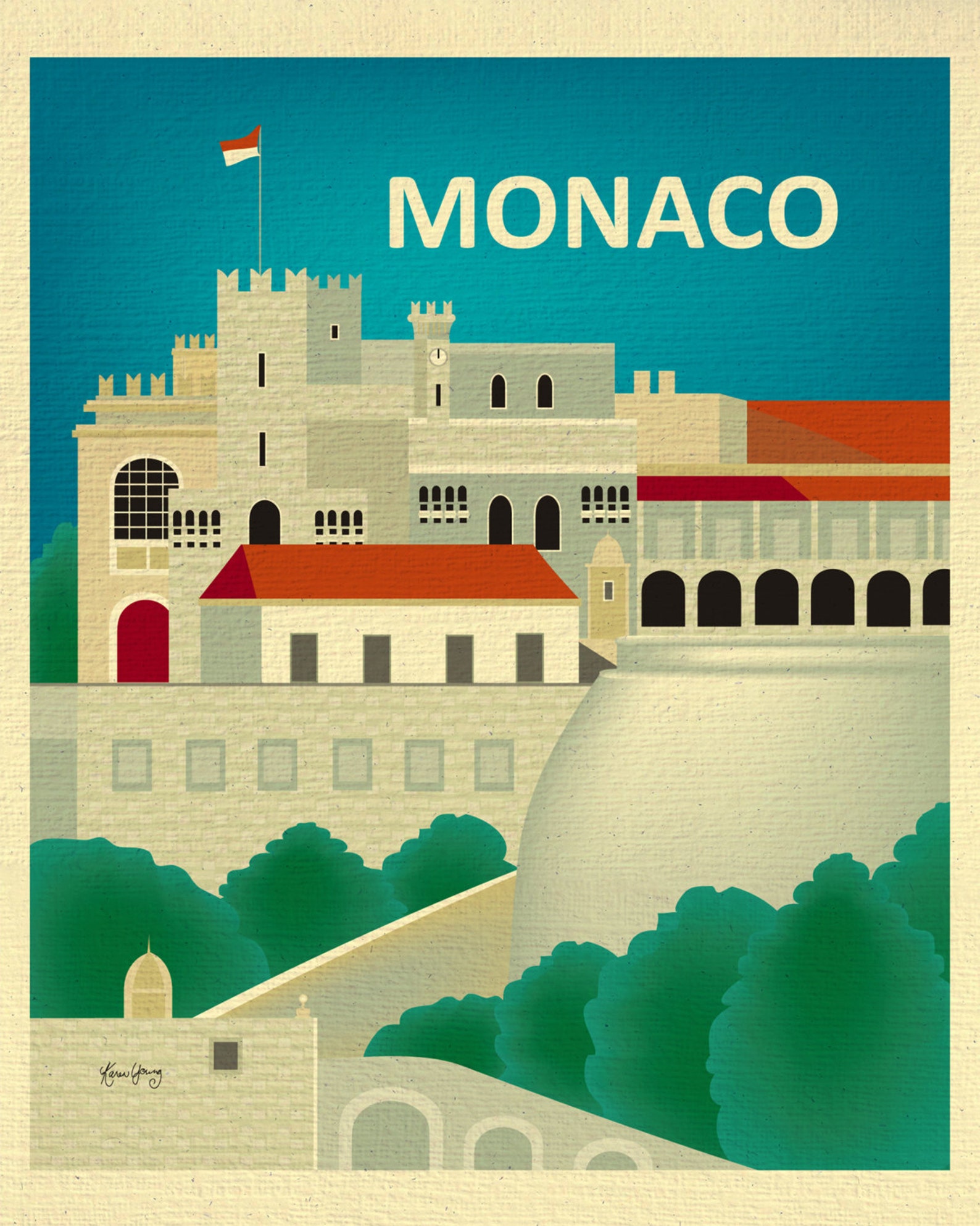 Monaco Print Monaco Wall Art Monaco Skyline Poster France - Etsy Australia