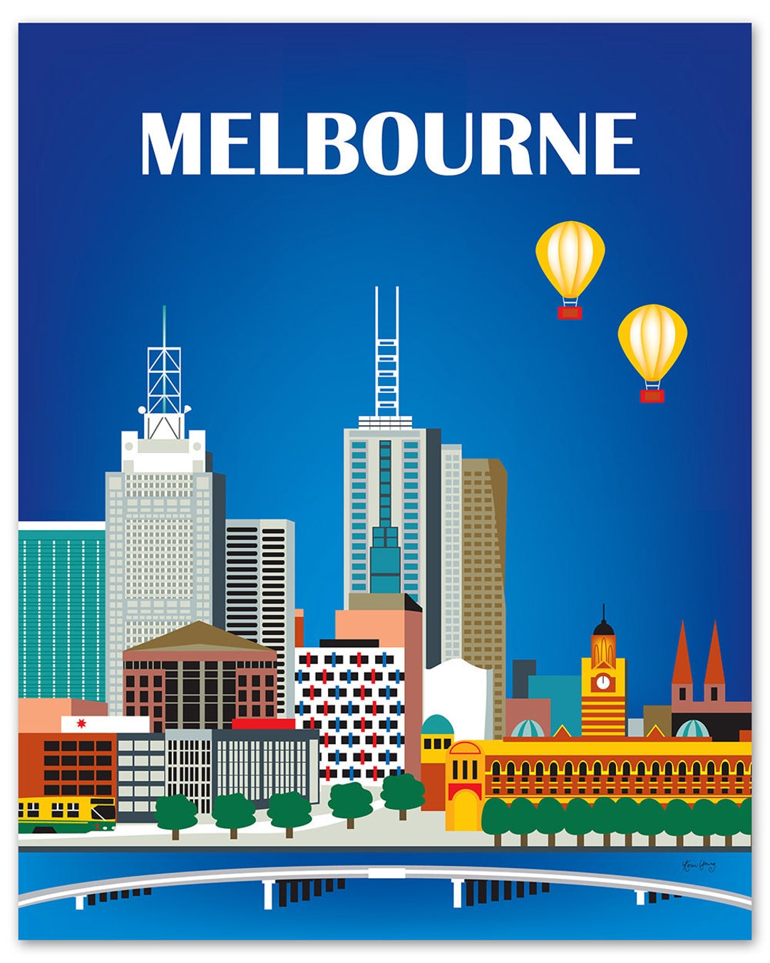 Melbourne Skyline Art Print, Australia Travel Poster, Vertical ...