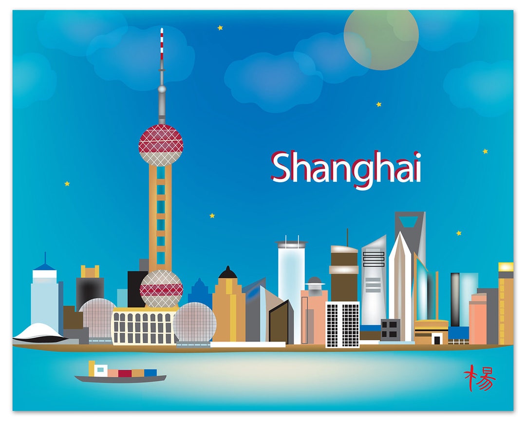 Shanghai Poster Art Print, Shanghai Map, China Travel Print, Shanghai ...