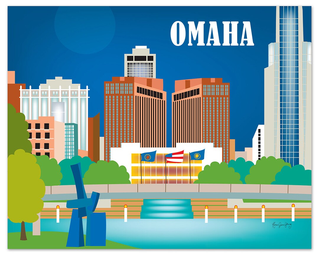 Omaha Skyline Print, Nebraska Print, Omaha NE Map, Omaha Wall Art ...