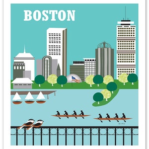 Boston Skyline Print Wall Art, Boston Vertical Print, Boston Skyline ...