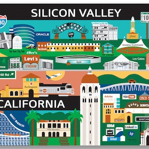 Silicon Valley Print, Silicon Valley Poster, San Jose, Palo Alto ...