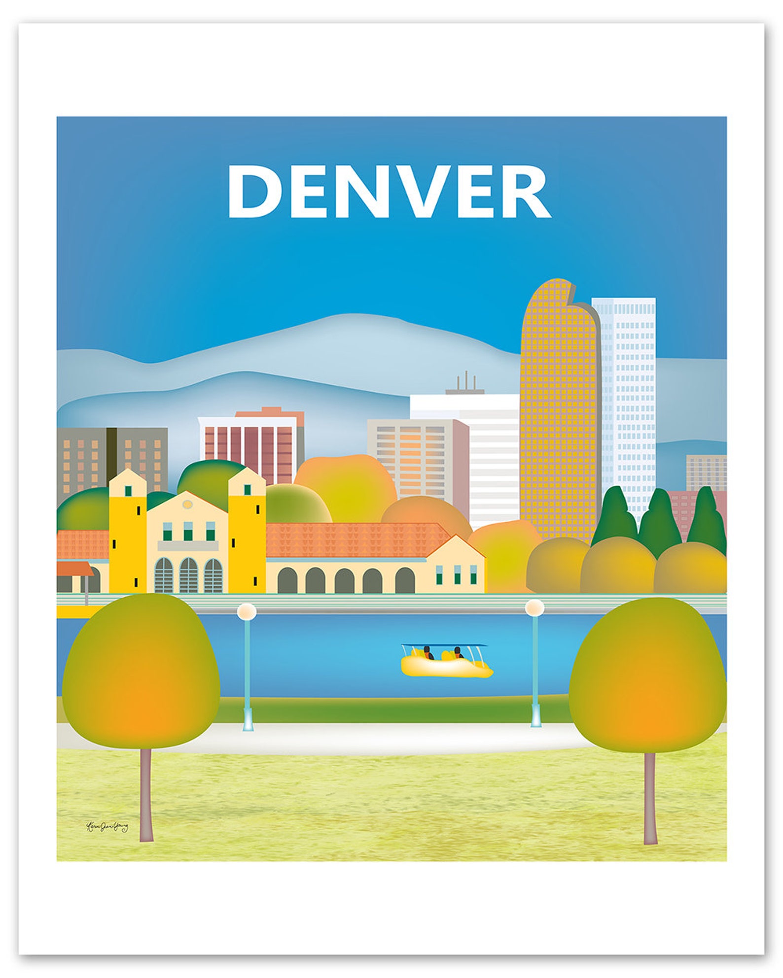 Denver Art Print Denver Skyline Denver Poster Colorado - Etsy