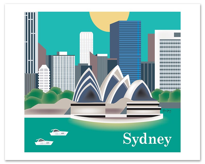Sydney Skyline Art Print Sydney Opera House Sydney Australia - Etsy
