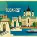 Budapest Skyline Art Print, Chain Bridge, Hungary Travel Poster, Gift ...