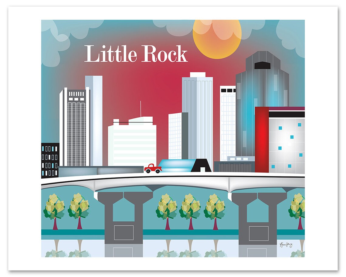 Little Rock Arkansas Skyline Little Rock Print Arkansas | Etsy