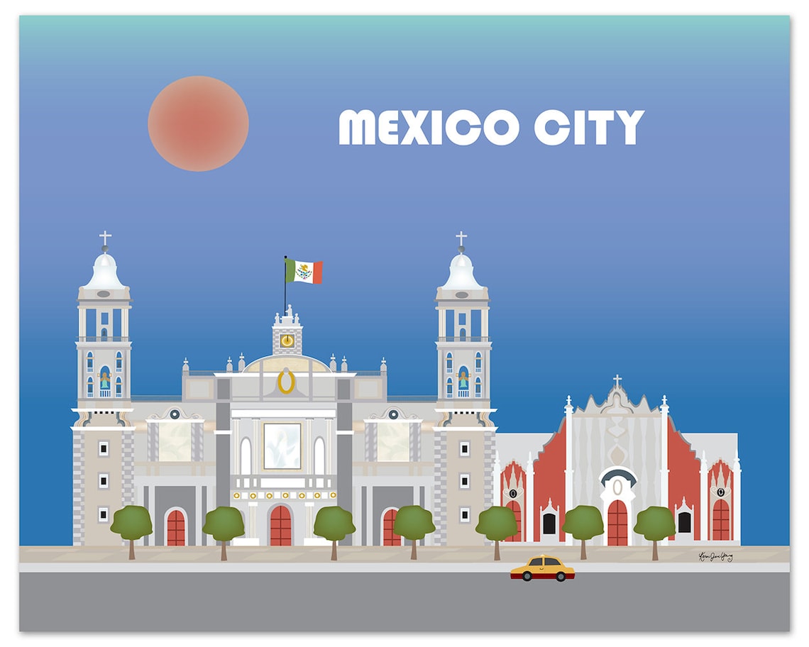 Mexico City Print, Mexico City Skyline Art, Mexico City Horizontal ...
