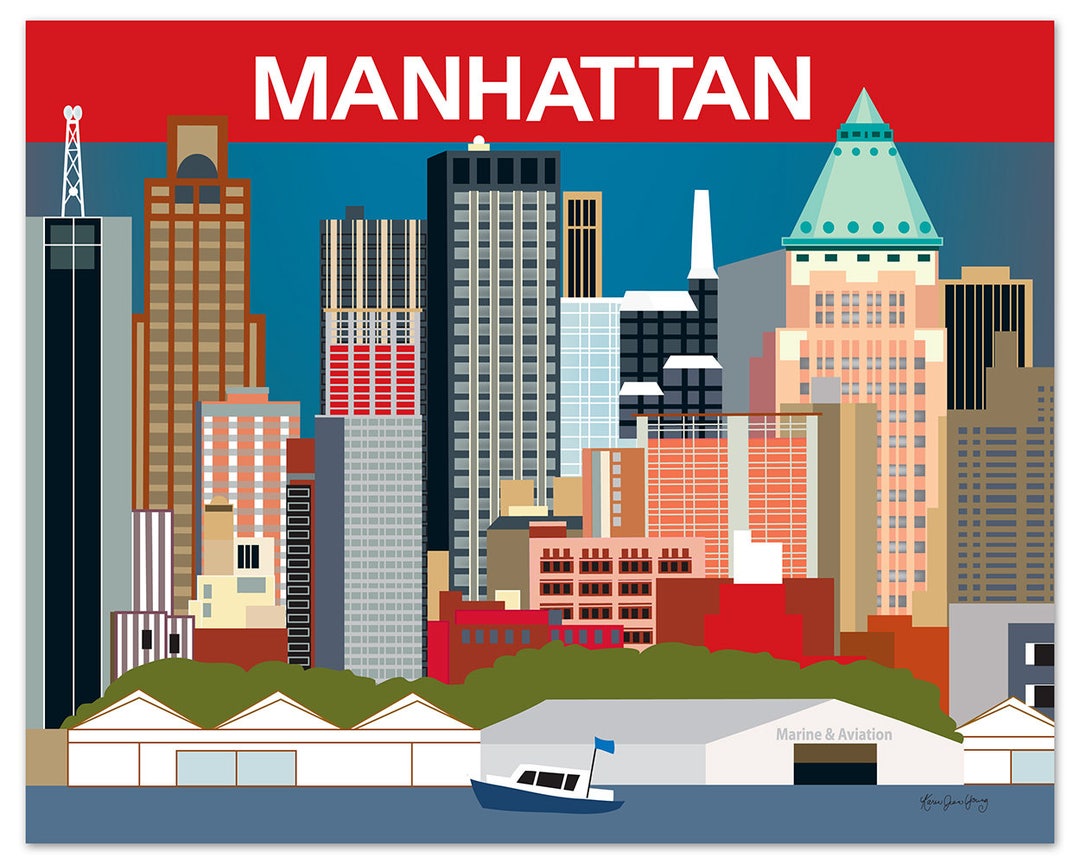 Manhattan Skyline Art Print, New York Print, NYC Skyline, New York ...